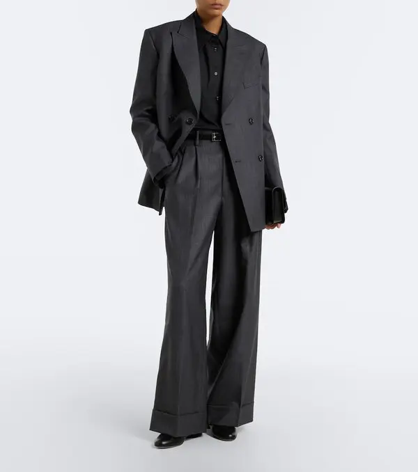 Junya Watanabe Pleated Wool Wide-leg Pants