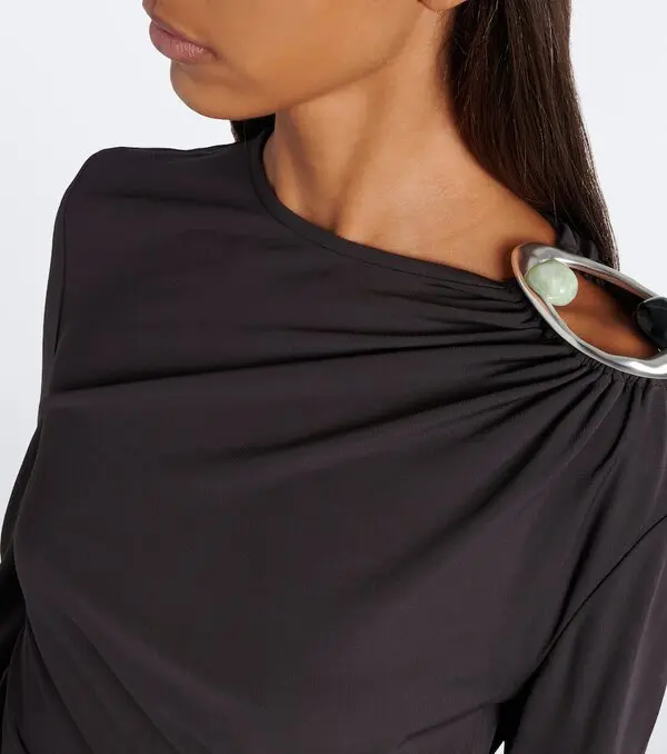 Christopher Esber Orica Crystal Ruched Jersey Crop Top