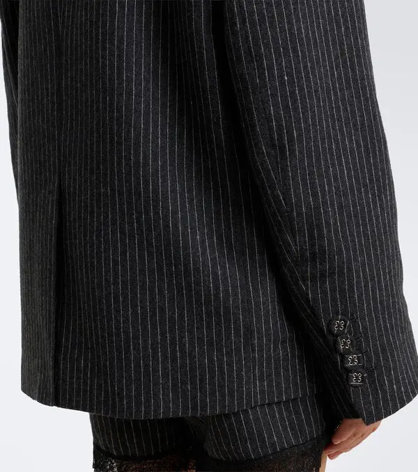 GANNI Pinstripe Flannel Blazer
