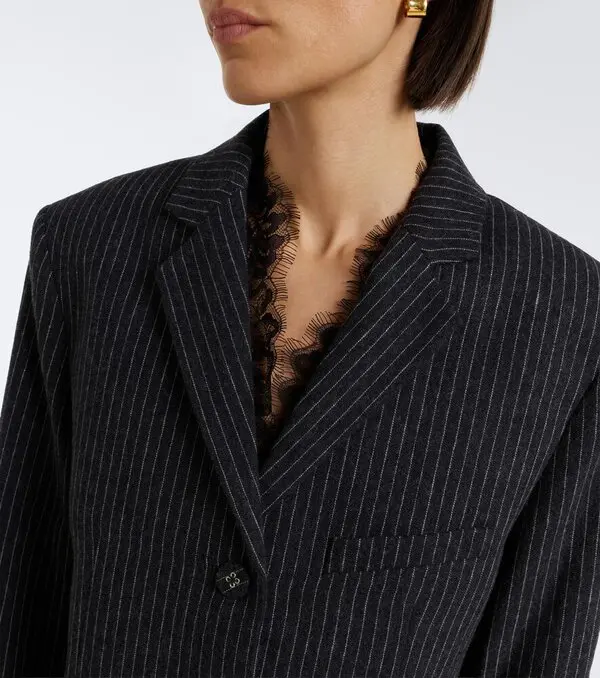 GANNI Pinstripe Flannel Blazer