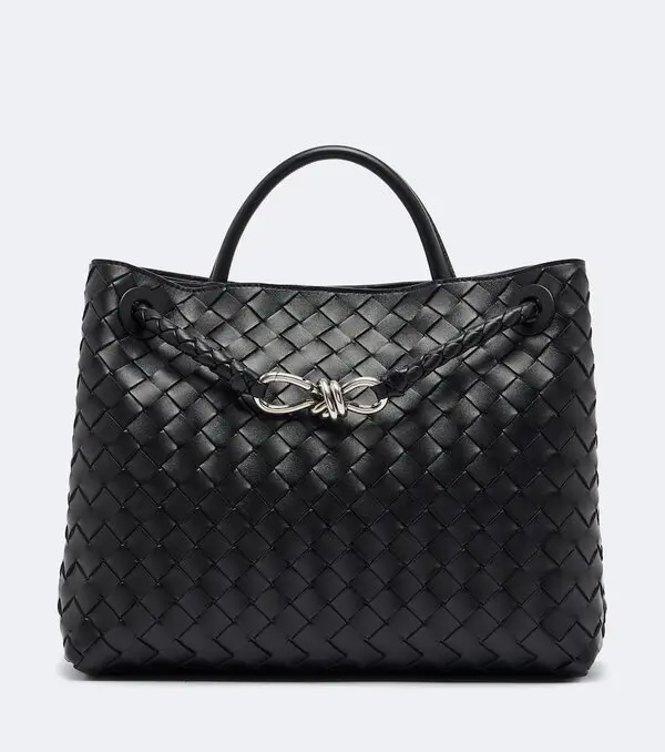 Bottega Veneta Andiamo Intrecciato Large Leather Top-handle Bag - Black