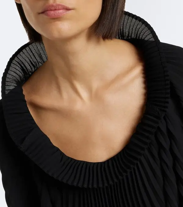 Junya Watanabe Pleated Wool-paneled Midi Dress