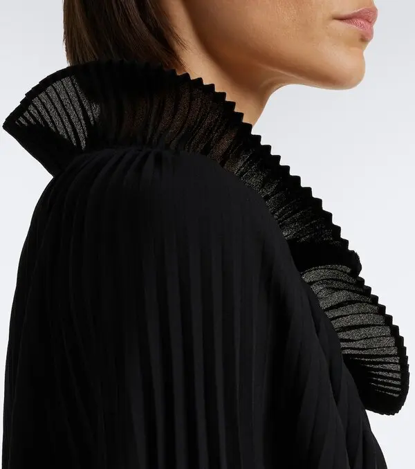 Junya Watanabe Pleated Wool-paneled Midi Dress