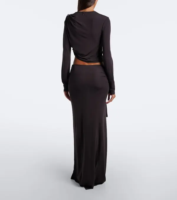 Christopher Esber Orica Crystal Gathered Jersey Maxi Skirt