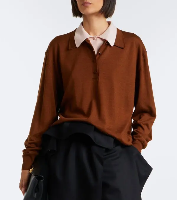 Plan C Layered Wool And Silk Polo Sweater