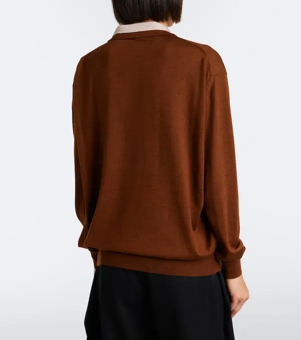 Plan C Layered Wool And Silk Polo Sweater