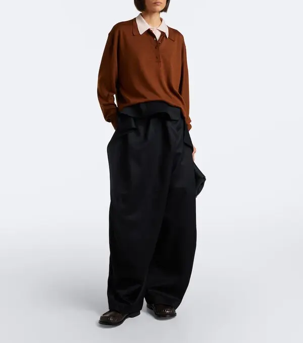 Plan C Layered Wool And Silk Polo Sweater