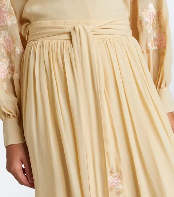 Zimmermann Valiant Belted Pleated Midi Skirt