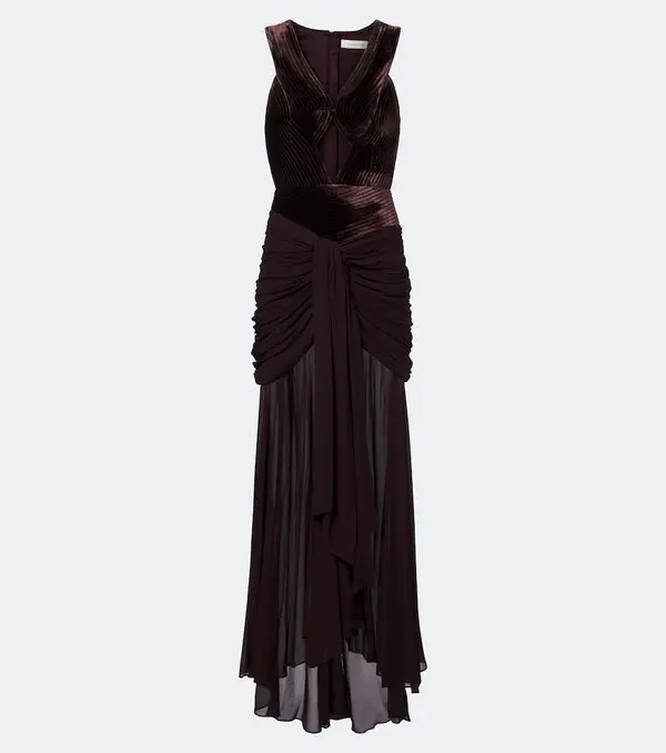Zimmermann Valiant Cutout Draped Velvet Gown