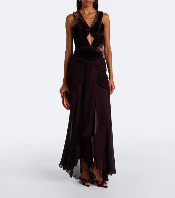 Zimmermann Valiant Cutout Draped Velvet Gown