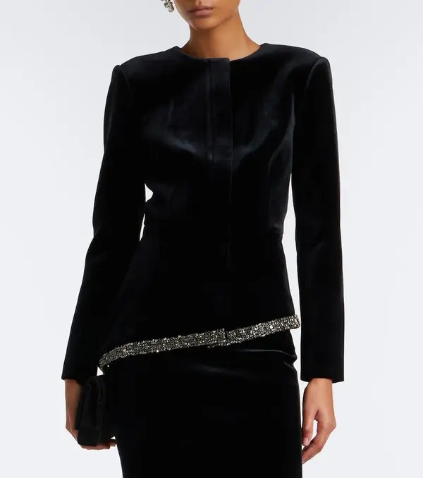 Roland Mouret Embellished Asymmetric Velvet Jacket