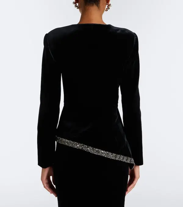 Roland Mouret Embellished Asymmetric Velvet Jacket