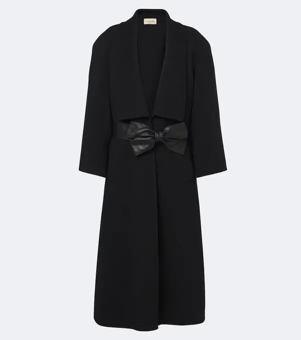 Valentino Garavani Bow-detail Wool And Cashmere Coat - Black