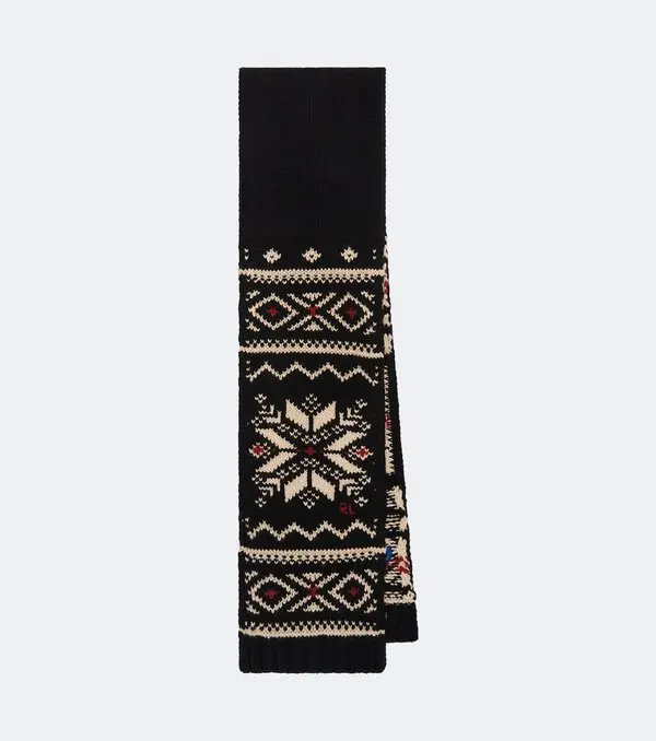 Polo Ralph Lauren Wool, Cotton, And Linen-blend Scarf - Black