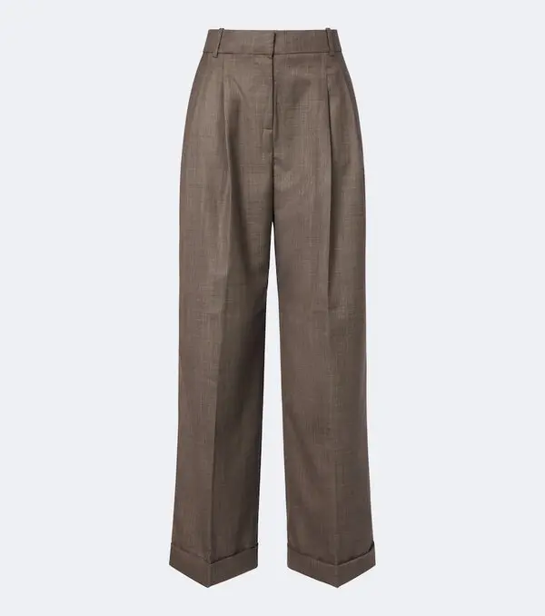 GANNI Wool-blend Wide-leg Pants