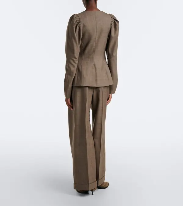 GANNI Wool-blend Wide-leg Pants