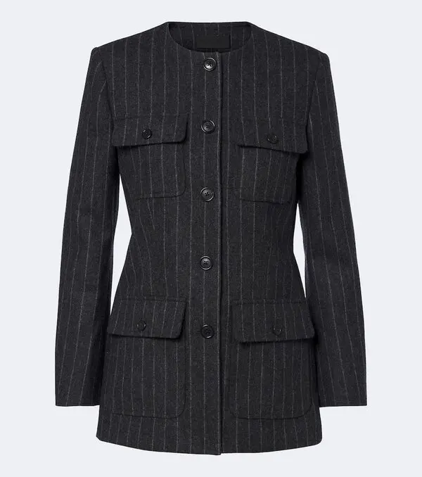 NILI LOTAN Jenette Chalk Stripe Virgin Wool Jacket