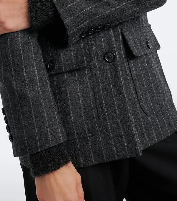 NILI LOTAN Jenette Chalk Stripe Virgin Wool Jacket