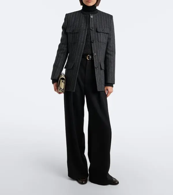 NILI LOTAN Jenette Chalk Stripe Virgin Wool Jacket