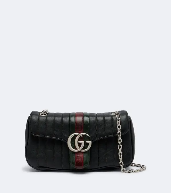 Gucci Gg Marmont Small Leather Shoulder Bag - Ebony