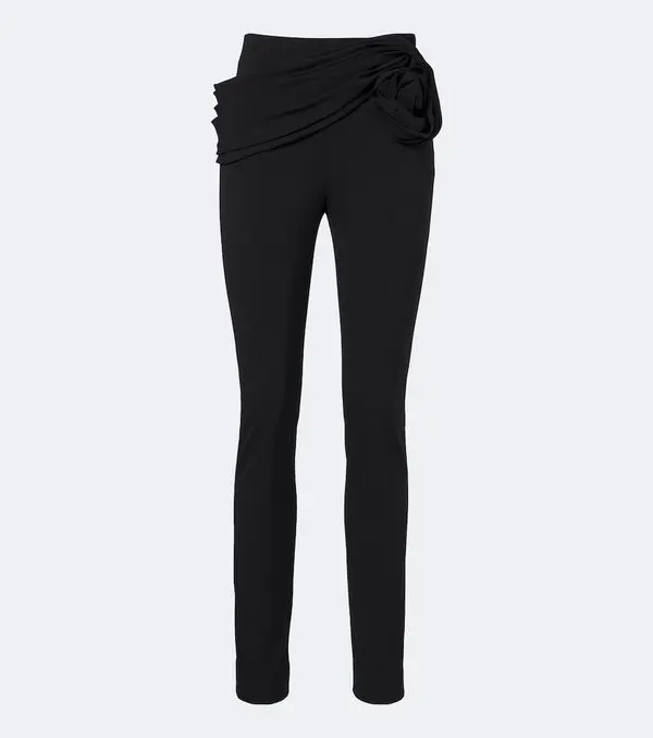 Carolina Herrera Floral-applique Wool-blend Leggings