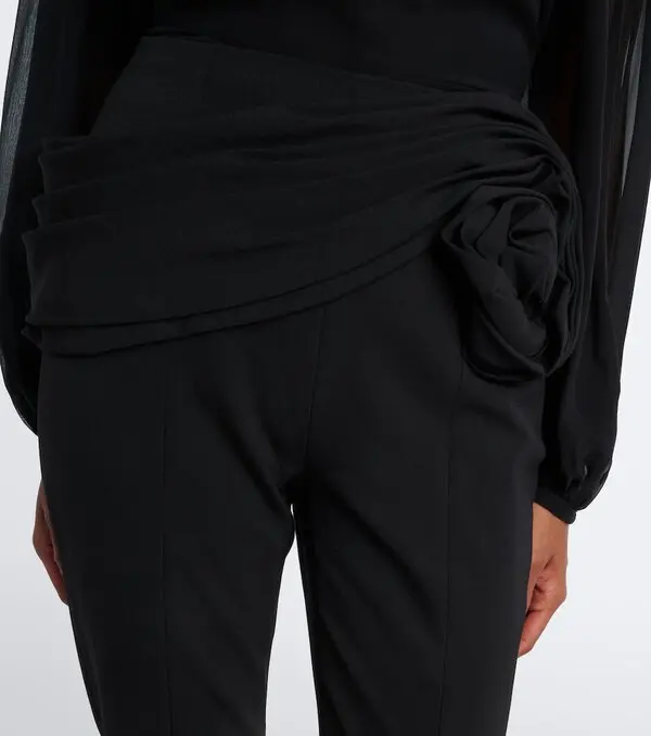Carolina Herrera Floral-applique Wool-blend Leggings