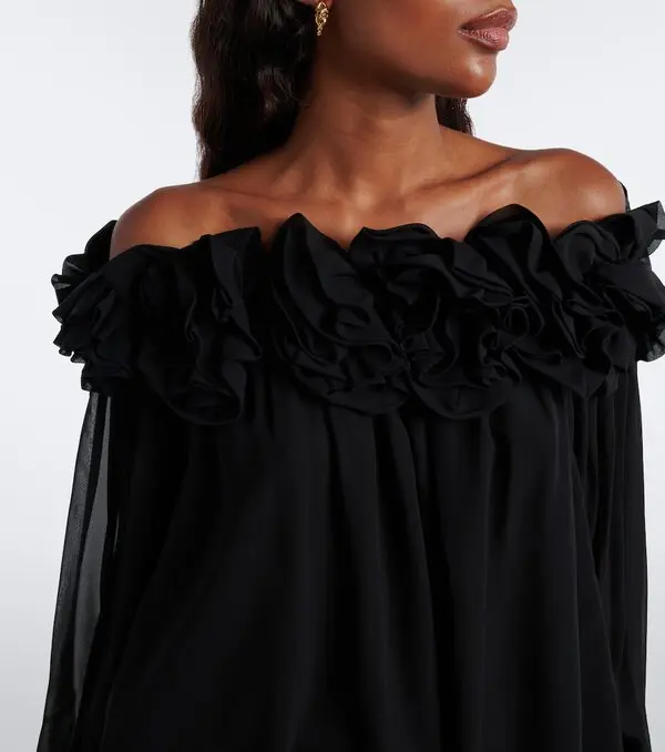 Carolina Herrera Floral-applique Gathered Silk Top