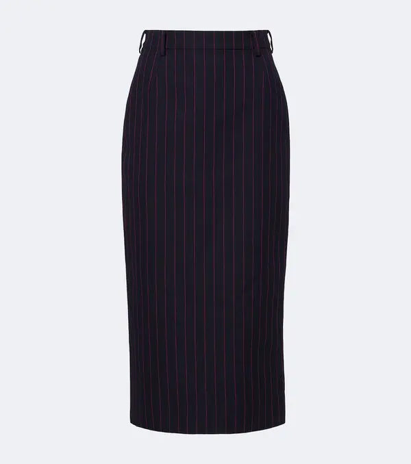MUGLER Pinstripe Virgin Wool Pencil Skirt