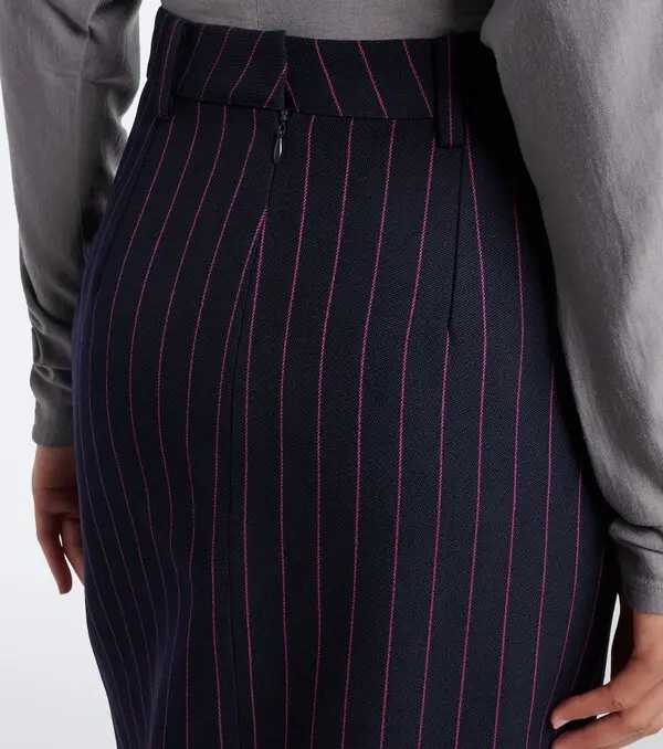 MUGLER Pinstripe Virgin Wool Pencil Skirt