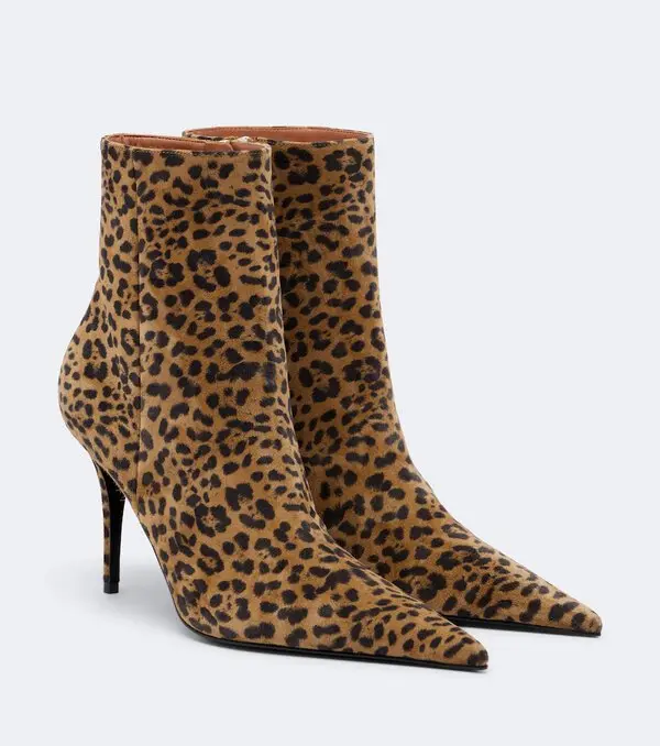 Amina Muaddi Barbara Leopard-print Suede Ankle Boots