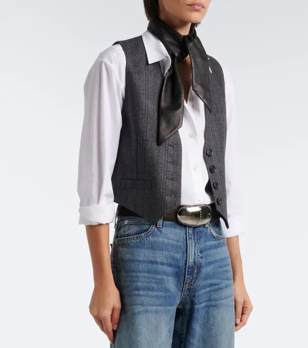 NILI LOTAN Ismael Checked Wool And Cashmere Vest