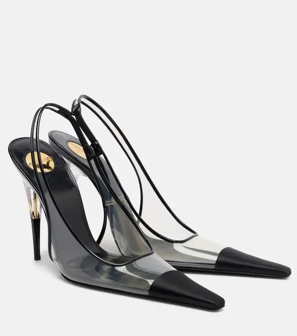 Saint Laurent Romy Satin-trimmed Slingback Pumps
