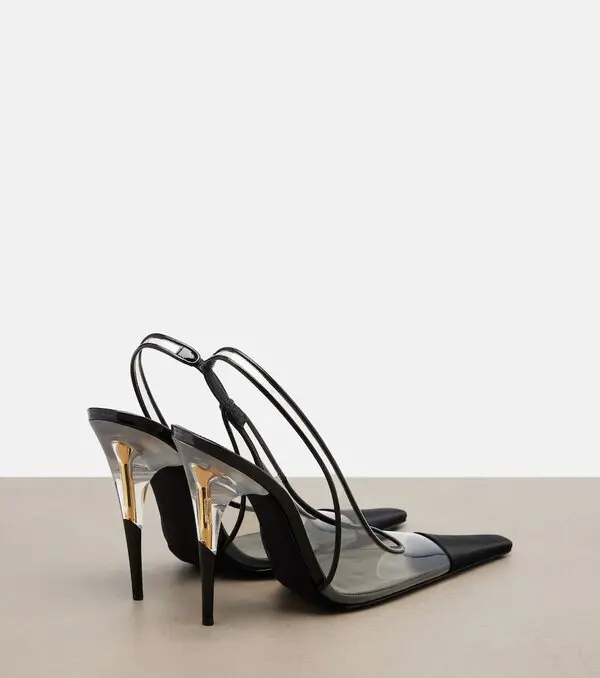 Saint Laurent Romy Satin-trimmed Slingback Pumps