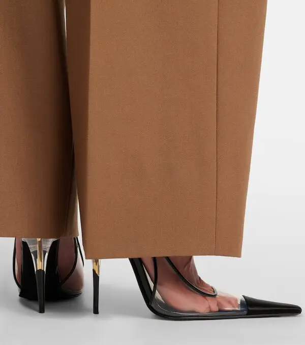 Saint Laurent Romy Satin-trimmed Slingback Pumps