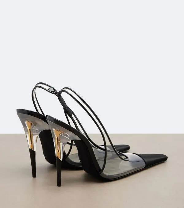 Saint Laurent Romy Tpu And Satin Slingback Pumps