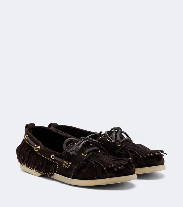 GOLDEN GOOSE Embellished Suede Boat Shoes
