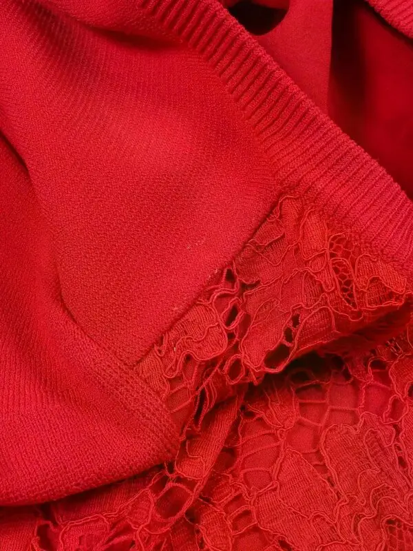 Valentino Garavani 2000s Lace-panel Ruffled Midi Dress