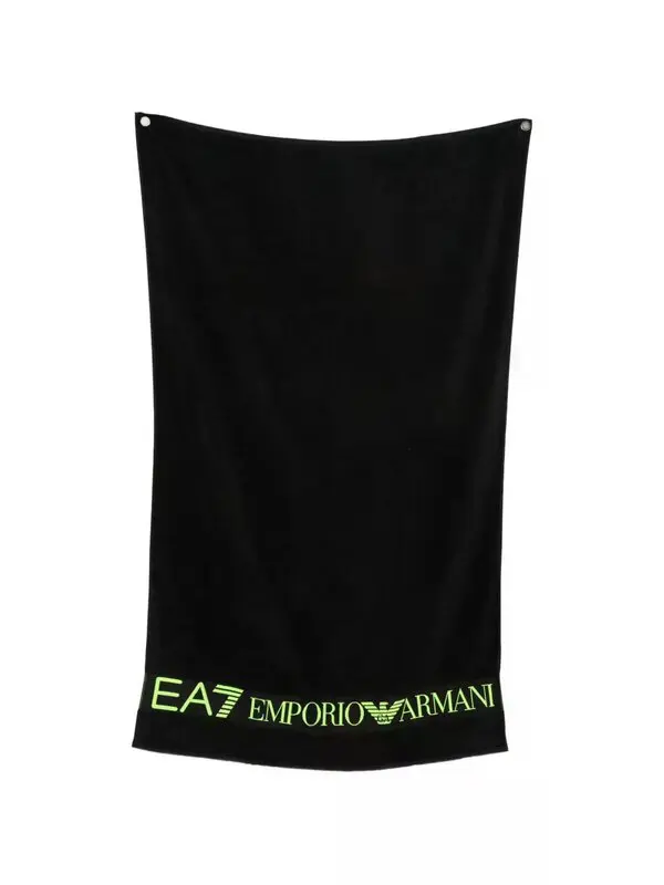 Emporio Armani Intarsia-logo Beach Towel - Black
