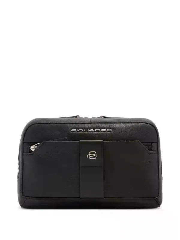 PIQUADRO Logo-plaque Pebbled Wash Bag