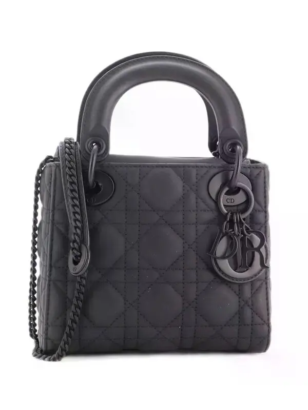 Dior Ultra Matte Lady Chain Bag Cannage Quilt Calfskin Mini Shoulder Bag - Black