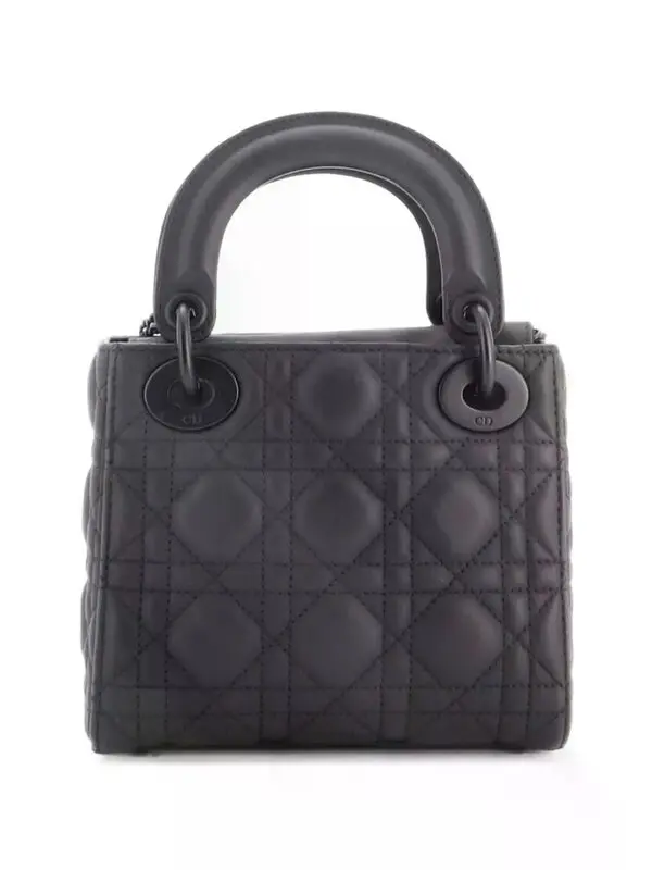 Dior Ultra Matte Lady Chain Bag Cannage Quilt Calfskin Mini Shoulder Bag - Black