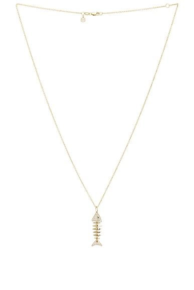 SYDNEY EVAN Large Pave Fishbone Charm Necklace