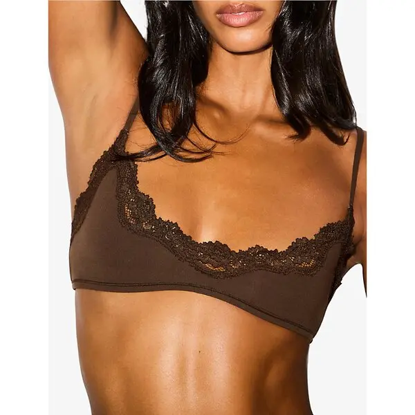 SKIMS Fits Everybody Lace Scooped Stretch-woven Bralette