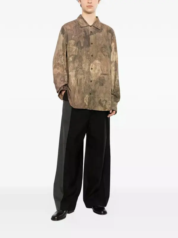 ZIGGY CHEN Graphic-print Cotton Shirt - Brown