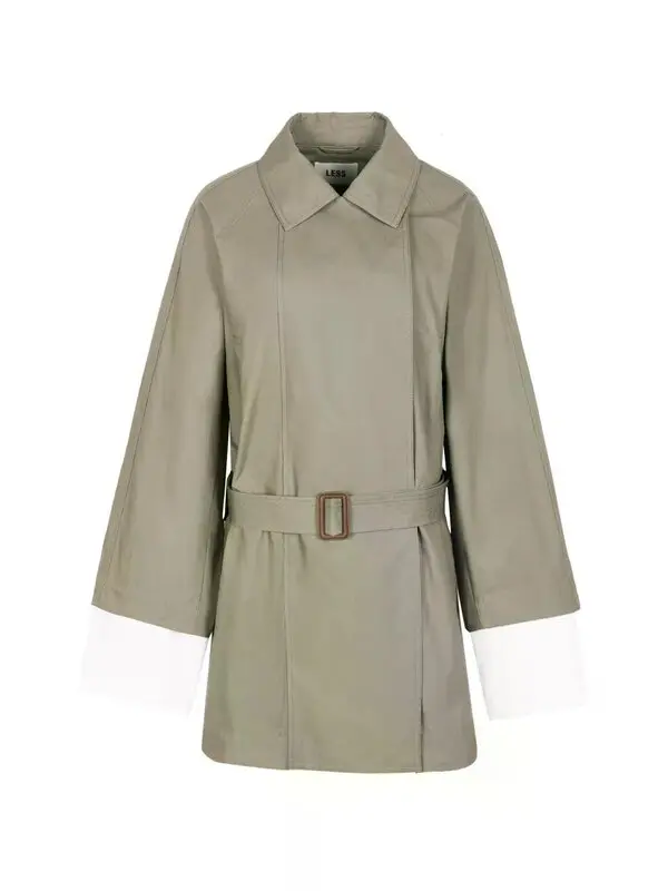 LESS Belted Panelled-sleeve Trench Coat