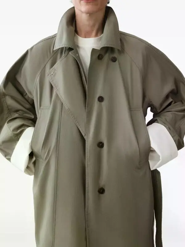 LESS Belted Panelled-sleeve Trench Coat