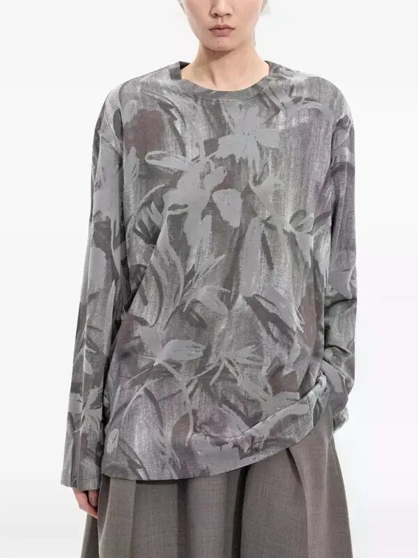 JNBY Rose-print Long-sleeve T-shirt