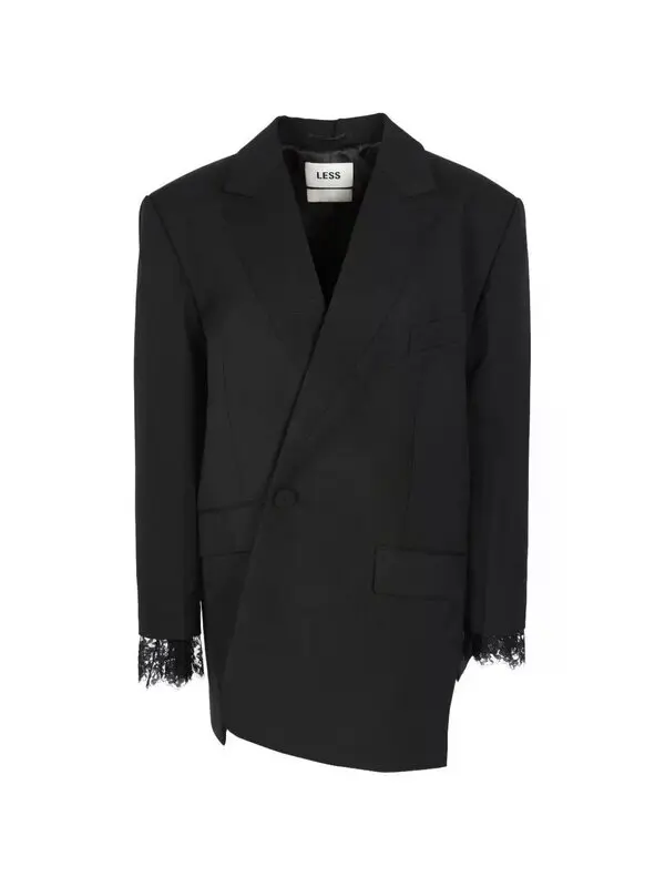 LESS Lace-trim Double-breasted Blazer