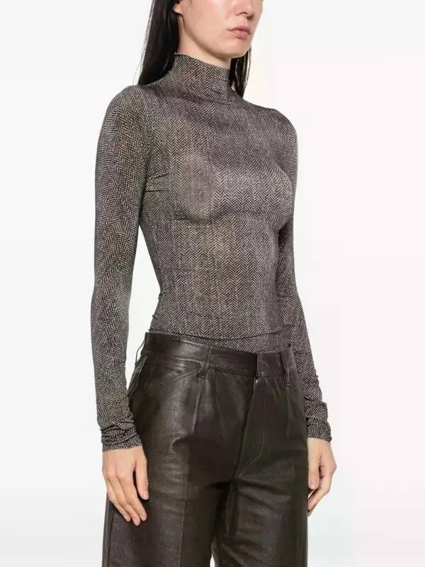 MAISON MARGIELA Herringbone-print High-neck T-shirt
