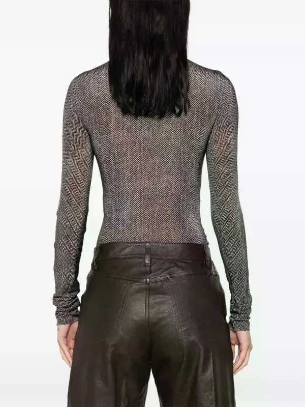 MAISON MARGIELA Herringbone-print High-neck T-shirt